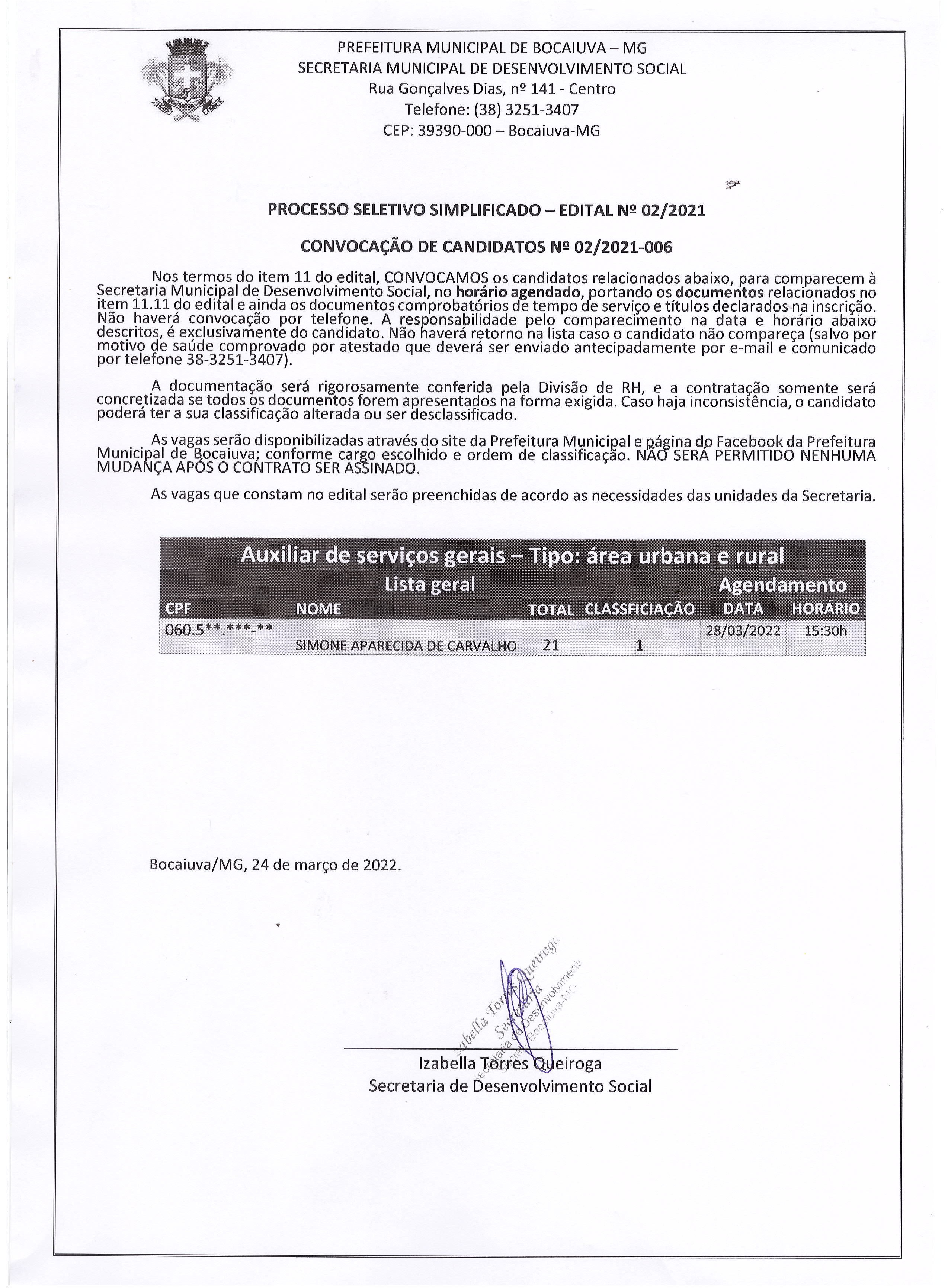 Prefeitura Municipal de Bocaíuva/MG